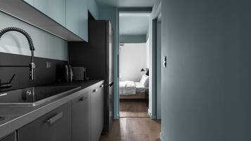 Apartamento Comfort | Cozinha privada | Um frigorífico, um forno, uma chaleira elétrica, uma torradeira