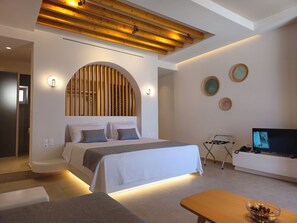 Quarto Duplo Nobre | Lençóis de algodão egípcio, roupa de alta qualidade, minibar 