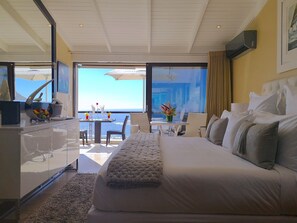 Quarto Duplo Júnior, 1 cama king-size, vista para o oceano | 1 quarto, lençóis de algodão egípcio, roupa de alta qualidade 