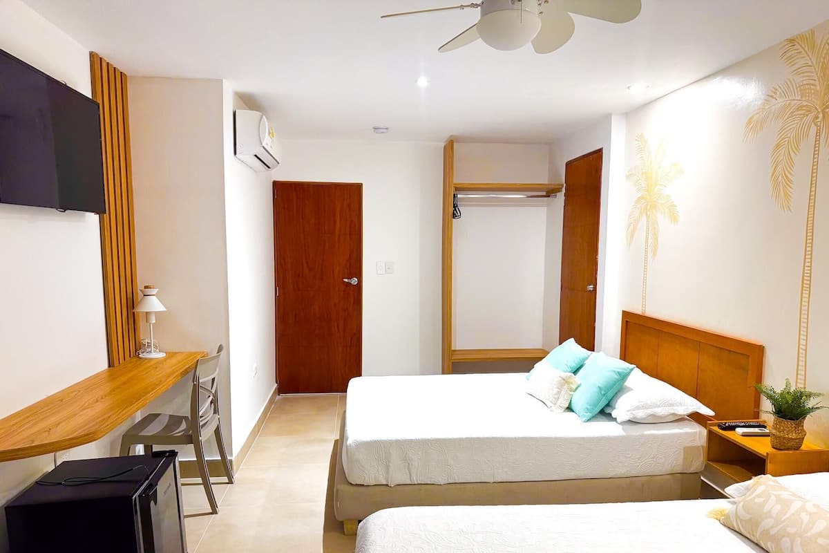 Cofre no quarto, secretária, camas desdobráveis, Wi-fi grátis