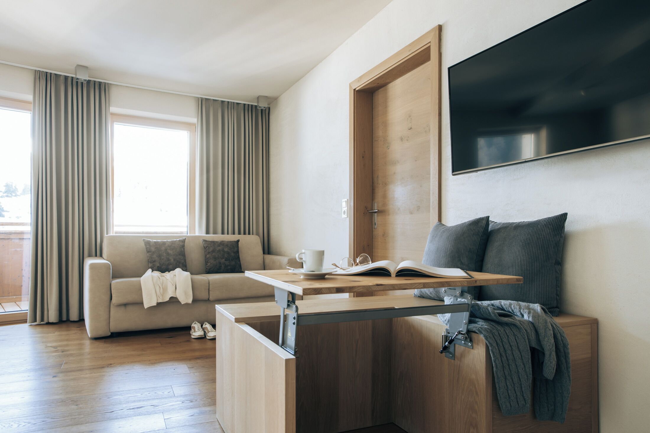 Apartamento (Glückszeit L) | Roupa de alta qualidade, minibar, cofre no quarto 