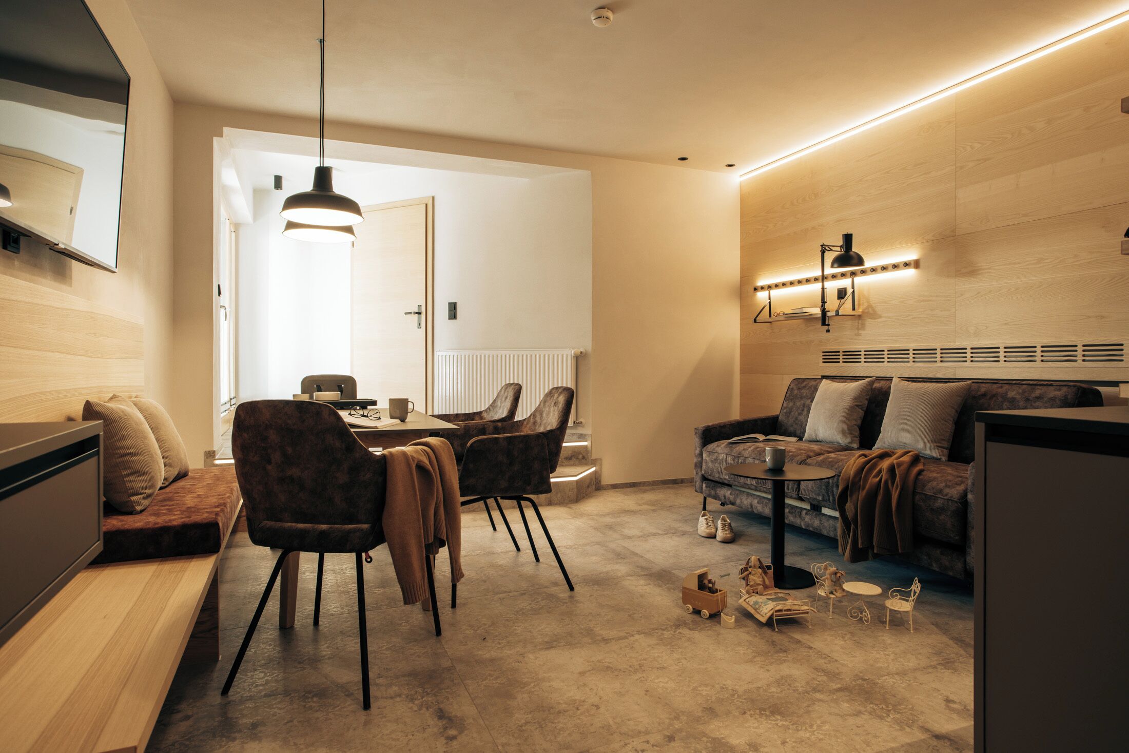 Apartamento, 2 quartos, terraço, vista para o jardim (Heimatgefühl XL) | Cozinha privada | Um frigorífico, um micro-ondas, uma placa de cozinha 