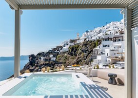 Suite, vista para o mar ((Outdoor Jetted Plunge Pool) Caldera) | Terraço/pátio interior