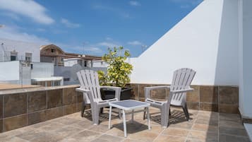Quarto casal premium, 1 cama Queen | Terraço/pátio