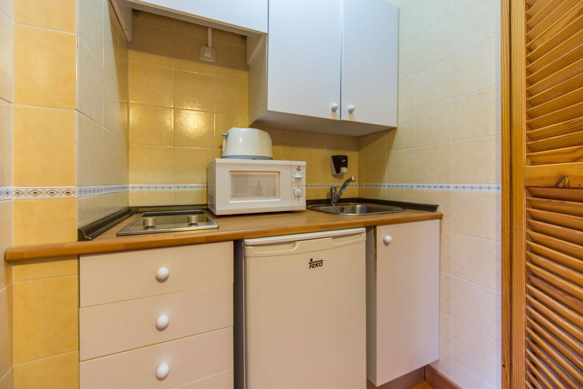 Cozinha privada | Um frigorífico/congelador grande, um micro-ondas, uma placa de cozinha 