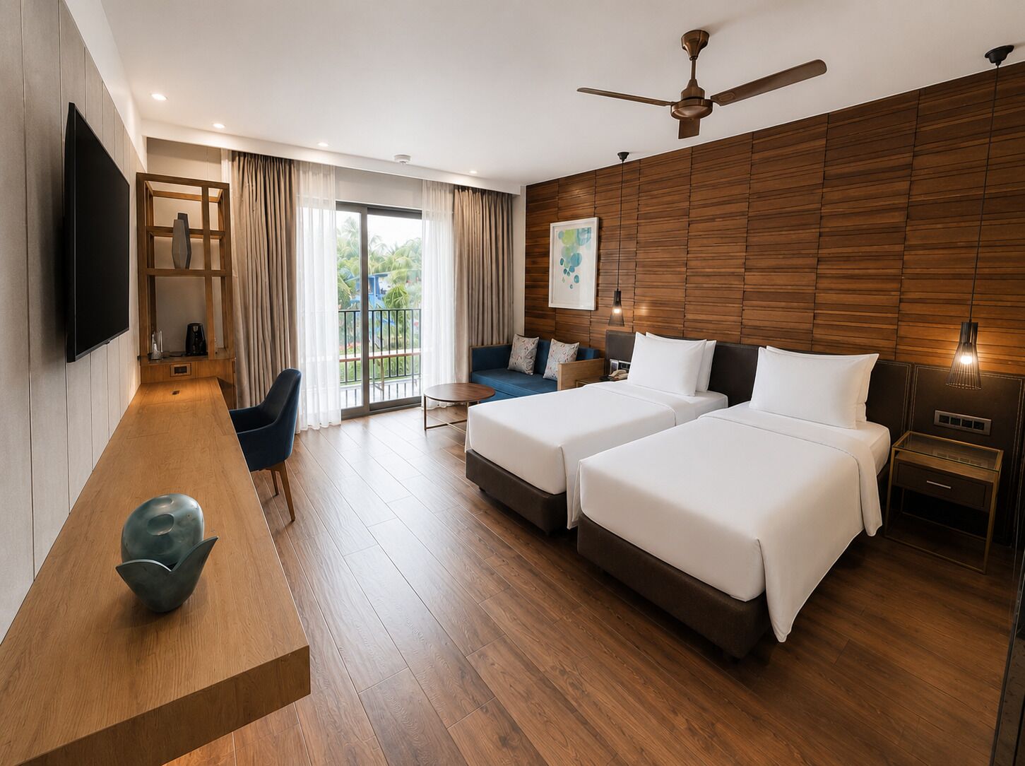Roupa de alta qualidade, camas de colchão pillowtop, minibar 