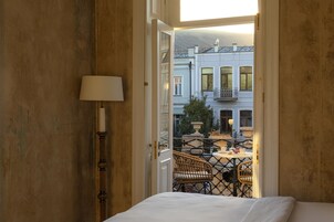 Quarto casal ou duplo premium, 1 quarto, sacada, vista para a cidade | Roupas de cama de algodão egípcio, roupas de cama premium