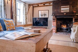 TV, lareira, DVD player