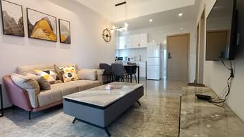 Apartamento Superior, 2 quartos | 3 quartos, lençóis italianos Frette, roupa de alta qualidade