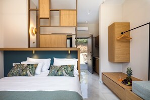 Estúdio Deluxe, vista para o mar | Quartos insonorizados, berços/camas para crianças grátis, Wi-fi grátis