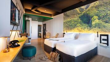 Quarto Twin (Tahitian) | Lençóis de algodão egípcio, roupa de alta qualidade, minibar