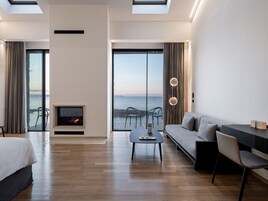 Suíte presidencial, sacada, vista para o mar | Roupas de cama de algodão egípcio, roupas de cama premium