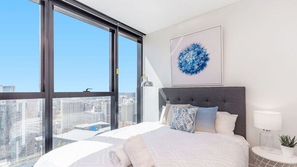 Apartamento Cidade, 3 quartos, cozinha, Vista para a cidade | Vista do quarto