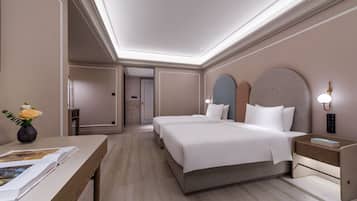 Quarto Twin Deluxe, 2 camas individuais | Quartos insonorizados, Wi-fi grátis, roupa de cama fornecida