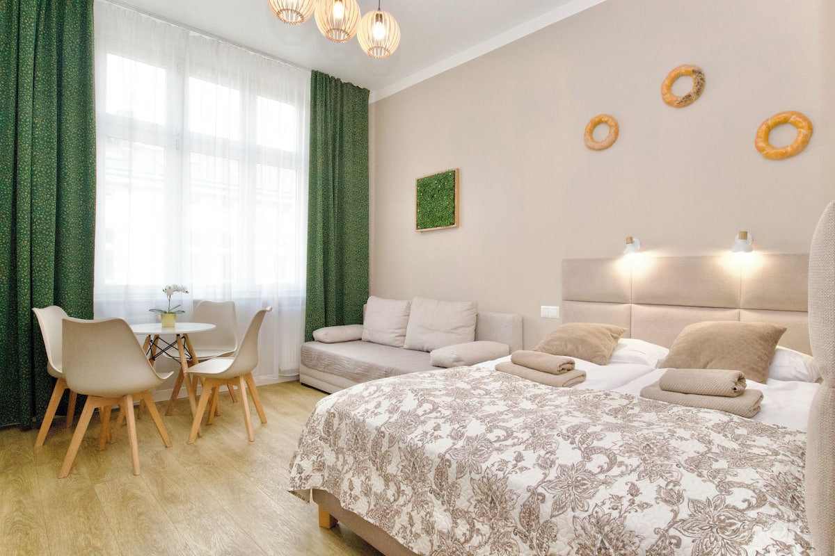 Bagel 38 Family Studio | Cortinas blackout, ferros/tábuas de passar roupa, berços (sobretaxa)