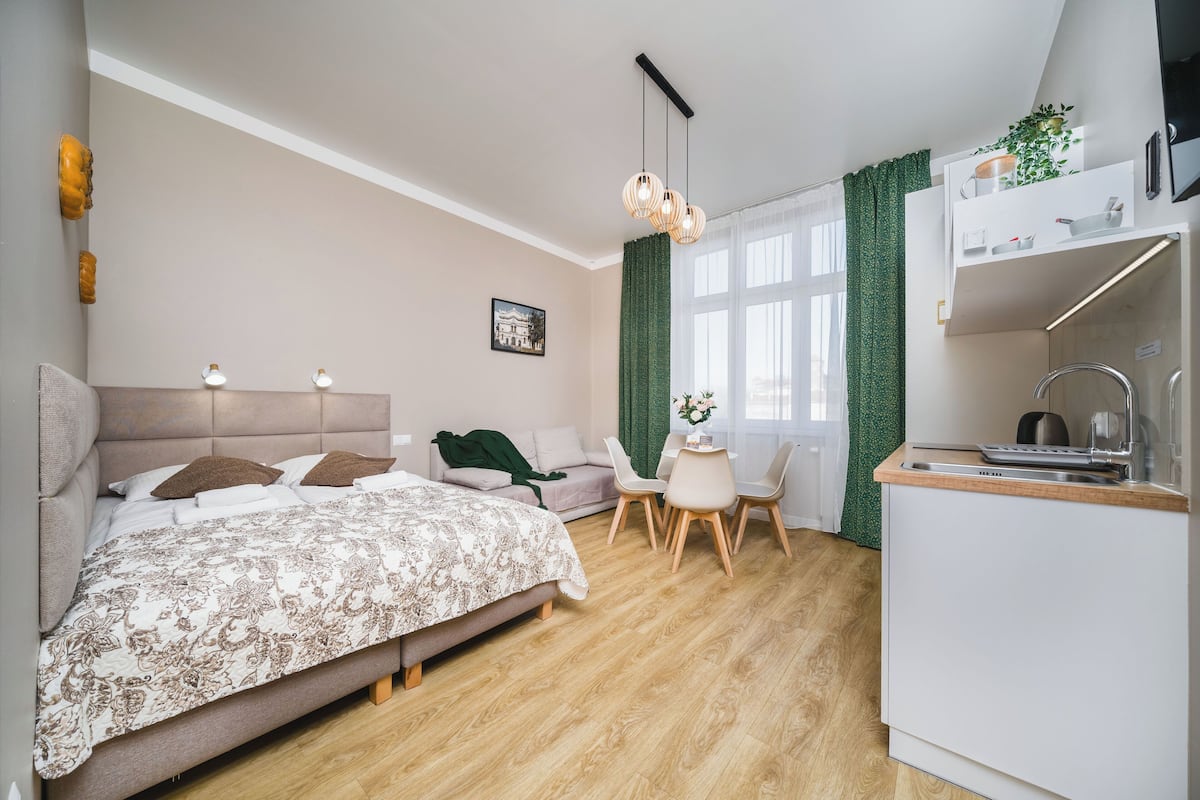 Bagel 32 Family Studio | Cortinas blackout, ferros/tábuas de passar roupa, berços (sobretaxa)