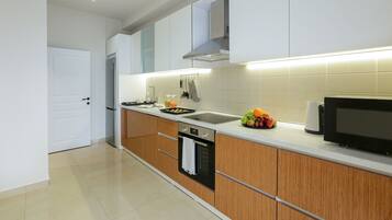 Suíte executiva, 2 quartos, para não fumantes, vista para a cidade | Cozinha privada | Geladeira, micro-ondas, lava-louças, cafeteira/chaleira