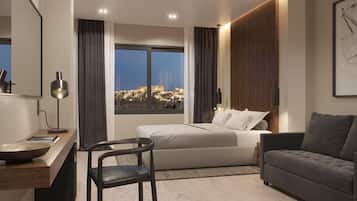 Junior Suite with Acropolis View | 1 quarto, roupas de cama de algodão egípcio, roupas de cama premium