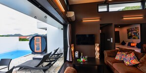 Villa Executiva, 3 quartos, piscina privativa, vista para a piscina | Edredões de penas, com decoração personalizada 
