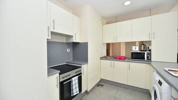 Suite-Estúdio Executiva | Cozinha privada | Um frigorífico/congelador grande, um micro-ondas, um forno