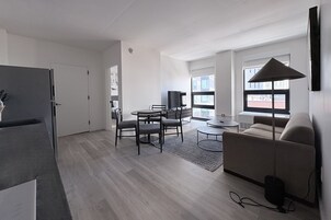 Apartamento, 2 quartos | Roupa de cama fornecida 