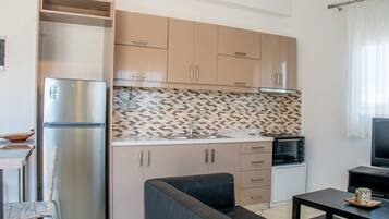 Apartamento urbano | Cozinha privada | Geladeira grande, fogão, cooktop, talheres/pratos/utensílios de cozinha