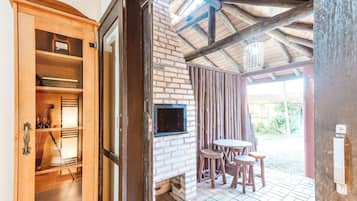 Bungalow Design, pátio | 1 quarto, lençóis de algodão egípcio, roupa de alta qualidade