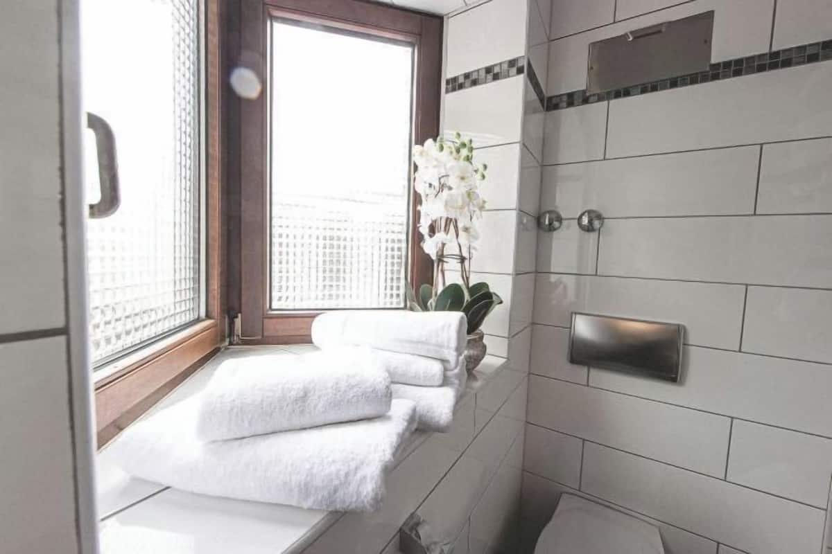 Casa de banho | Um secador de cabelo, toalhas fornecidas, sabão, champô