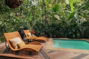 Quarto Duplo Exclusivo, 1 cama king-size, piscina privativa, vista para o jardim | Terraço/pátio interior