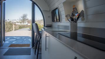 Apartamento (1 Bedroom) | Cozinha privada | Um frigorífico, um micro-ondas, uma placa de cozinha