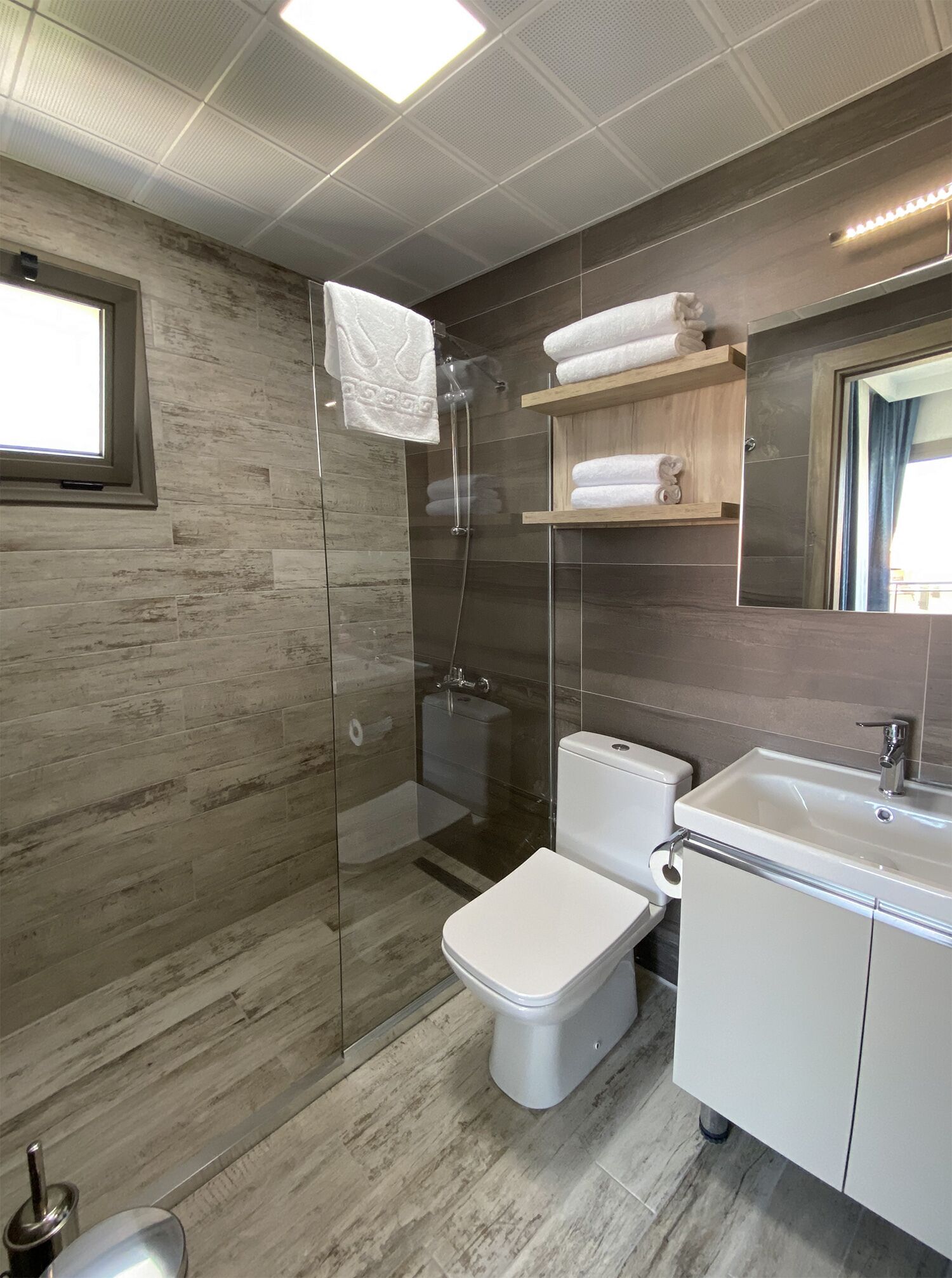 Quarto Standard, 1 cama de casal, vista para o mar, junto ao jardim | Casa de banho | Um chuveiro fixo, um secador de cabelo, toalhas fornecidas, sabão 