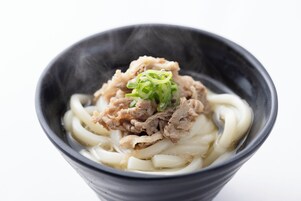Uma tigela de ramen com macarrão, carne e cebolinha.