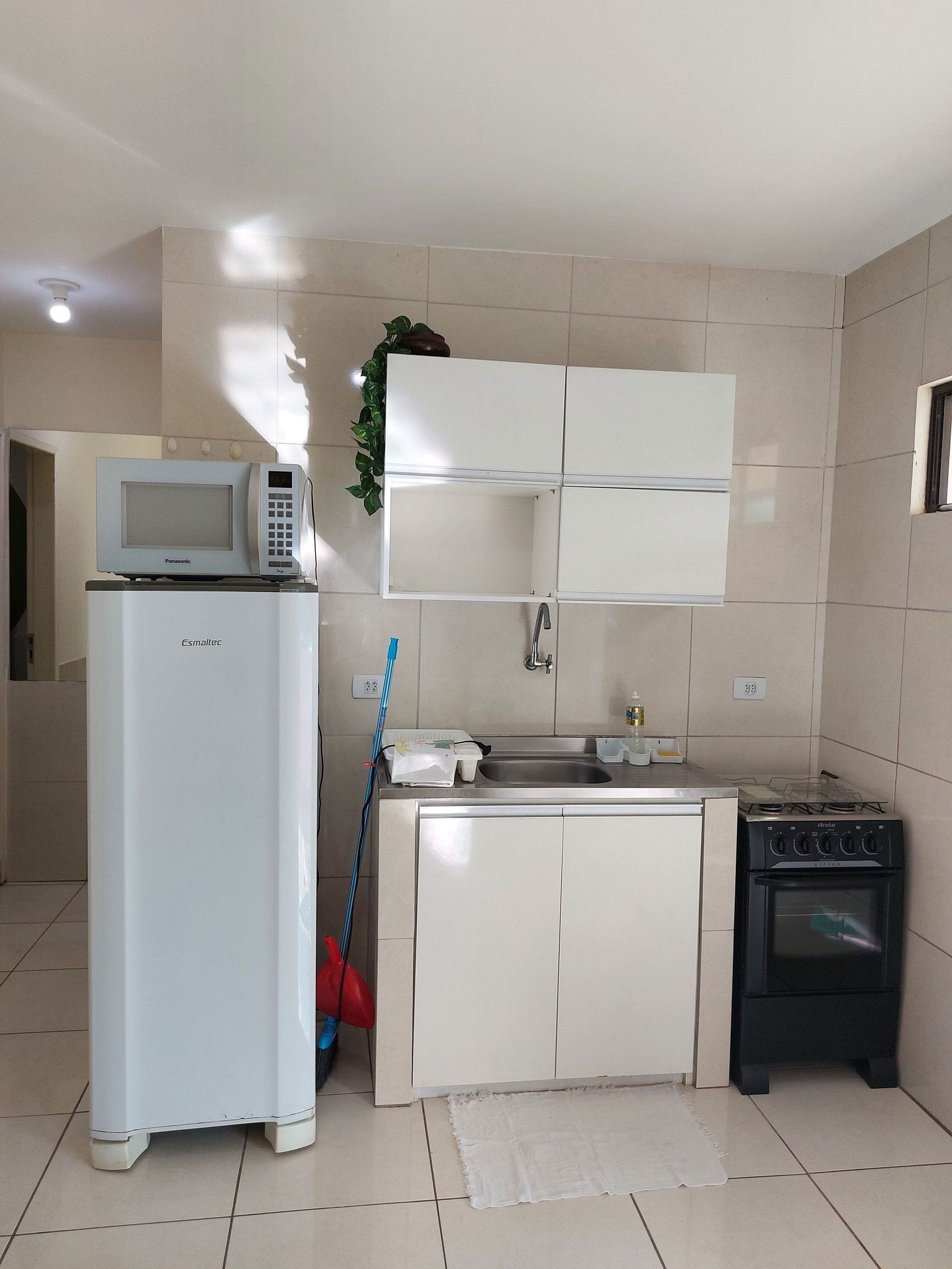 Apartamento | Cozinha privada | Geladeira, micro-ondas, talheres/pratos/utensílios de cozinha