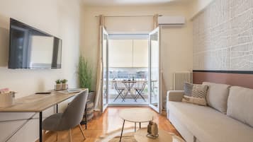 Quarto casal urbano | Área de estar | Escritórios