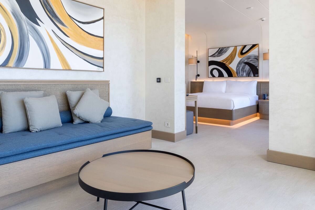 Suite, 1 cama king-size, vista para o mar (Turquoise Suite) | Sala de estar