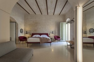 Suíte estúdio panorâmica | Lençóis italianos Frette, roupas de cama premium, edredons de pluma