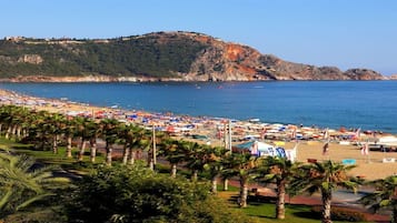Perto da praia, toldos de praia (sobretaxa), espreguiçadeiras