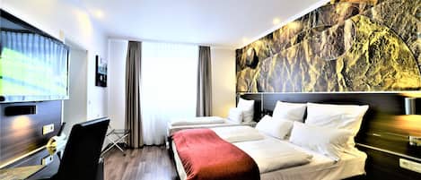 Roupas de cama premium, frigobar (abastecido com itens grátis)