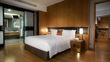 Quarto luxo | 1 quarto, roupas de cama premium, frigobar, cofres nos quartos