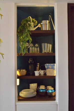 Quarto solteiro superluxo | Cozinha privada | Geladeira grande, cafeteira/chaleira, chaleira elétrica, torradeira