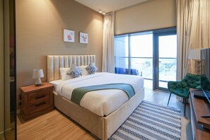 Estúdio premium, 1 cama King | Roupas de cama de algodão egípcio, roupas de cama premium