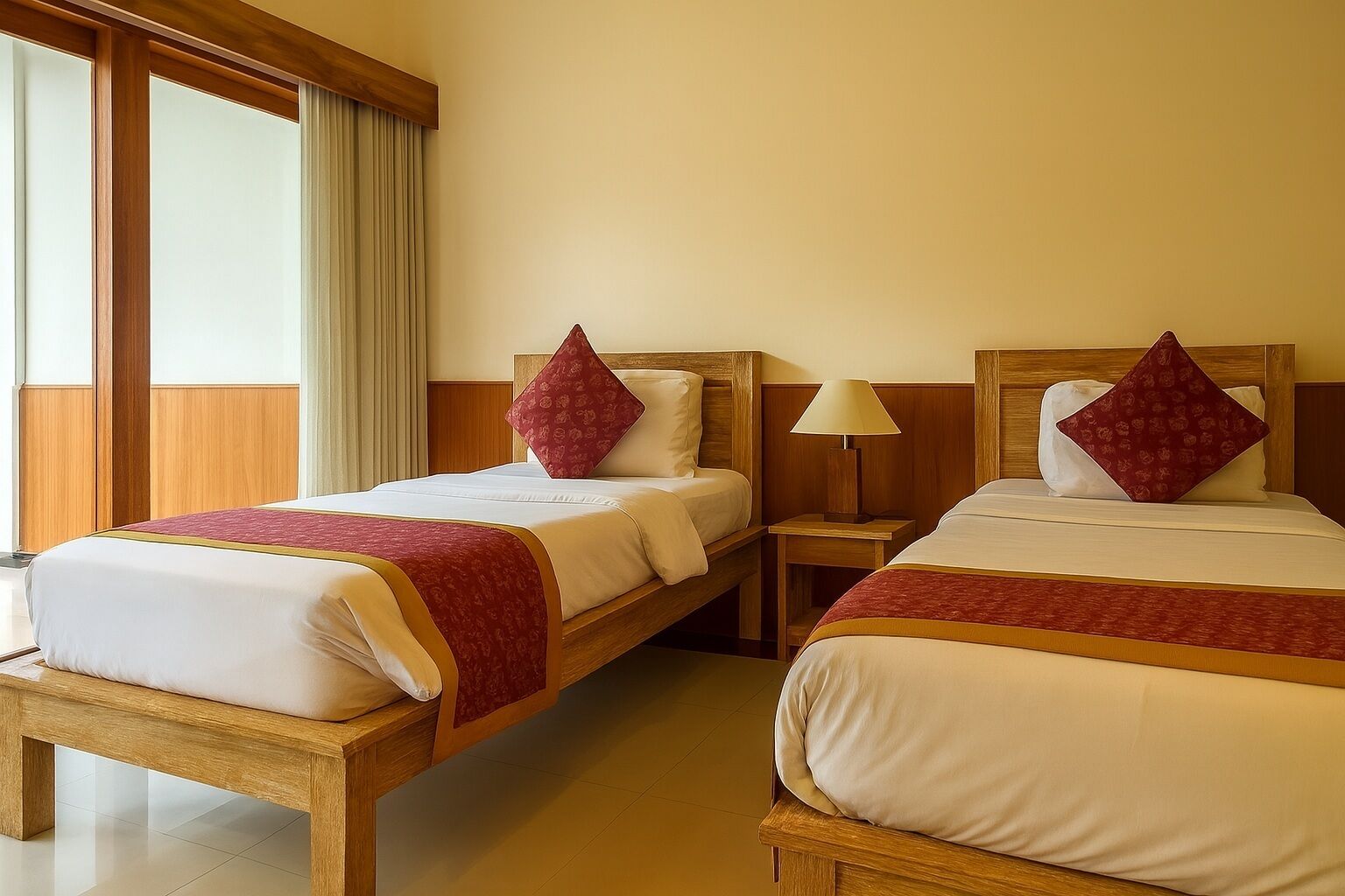 Quarto duplo luxo | Cofres nos quartos, escrivaninha, Wi-Fi de cortesia, roupa de cama