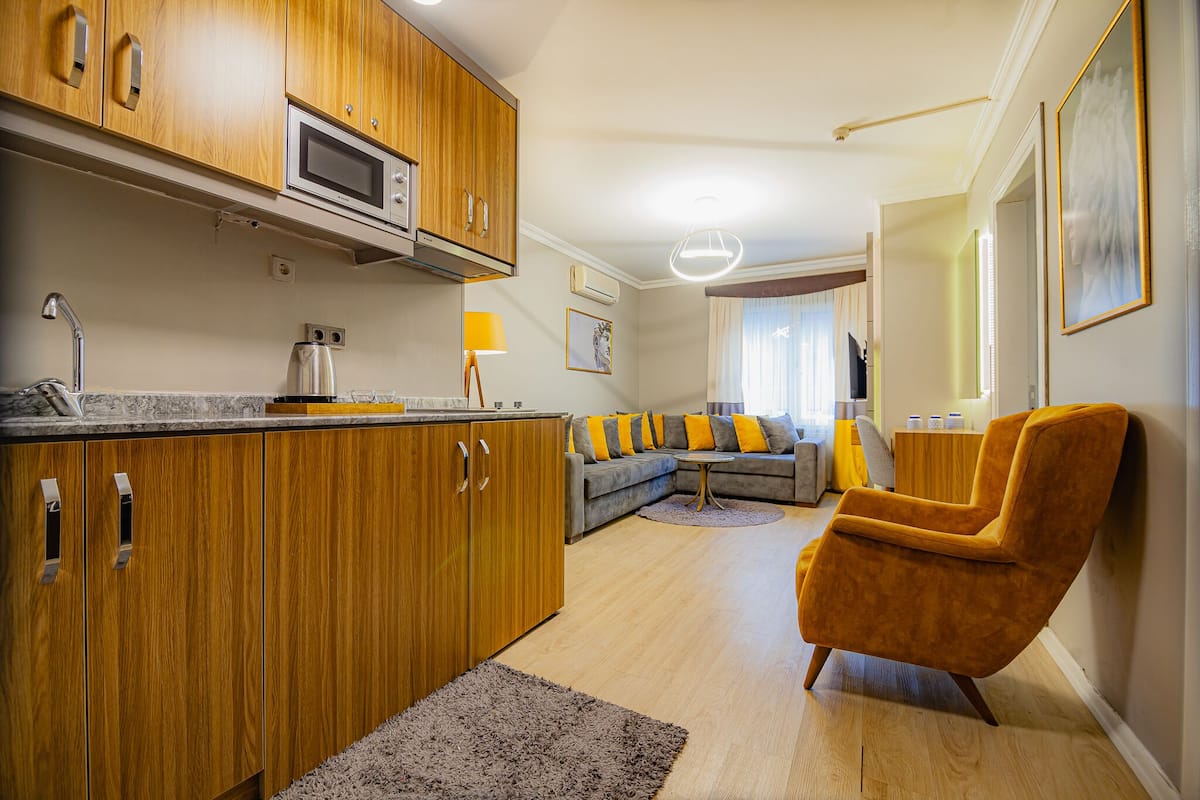 Apartamento exclusivo | Cozinha privada | Frigobar, micro-ondas, cooktop, chapa