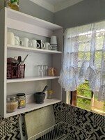 Um frigorífico/congelador grande, um micro-ondas, uma placa de cozinha 