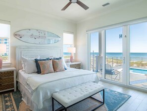 Casa, várias camas, varanda, vista para o oceano | 5 quartos, com decoração personalizada, com mobília individualizada
