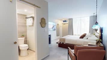Quarto Individual Premium, apenas para homens, vista para a piscina | 1 quarto, cofre no quarto, ferro/tábua de engomar, Wi-fi grátis