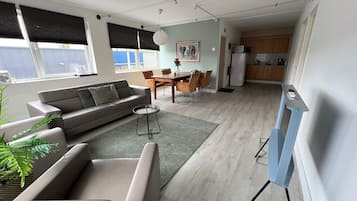 Apartamento Standard | Sala de estar | TV de ecrã plano, Netflix, leitor de DVD, serviços de streaming