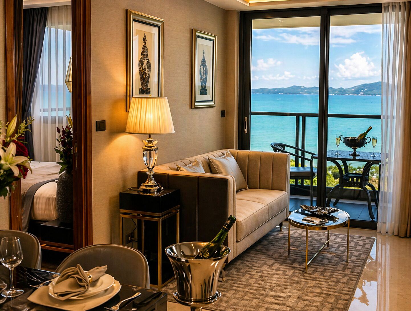 2 bedroom Deluxe Seaview Suite | Área de estar | Smart TV