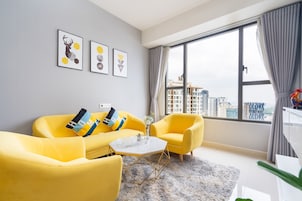 Apartamento standard, 2 quartos, vista para a cidade, na torre | Área de estar