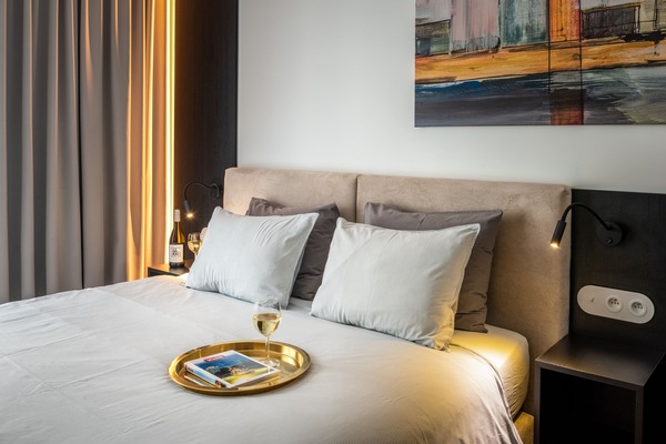 Suíte estúdio luxo | Roupas de cama antialérgicas, individualmente decorados